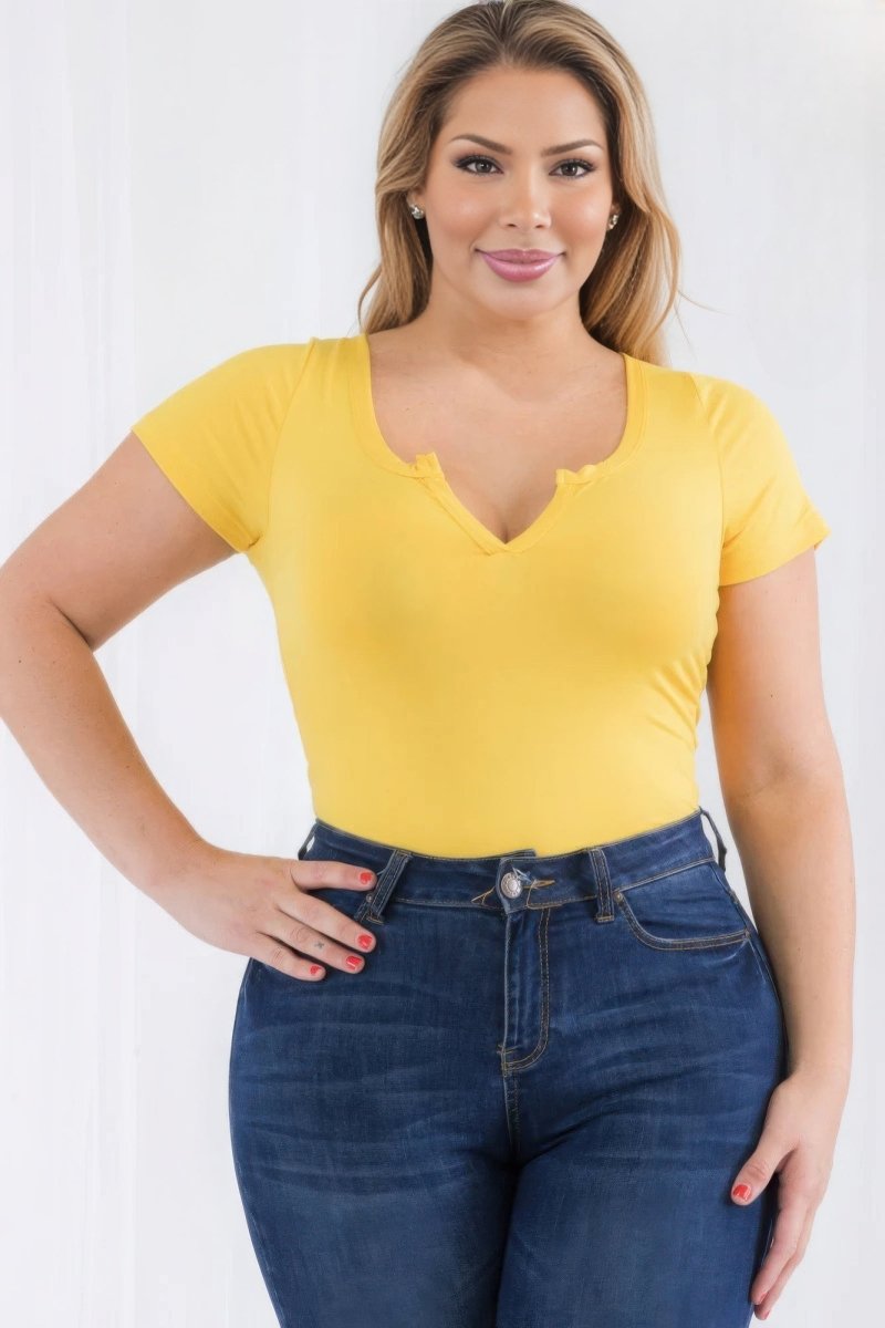 Ember Split Neck Bodysuit, 1XL | Kioko